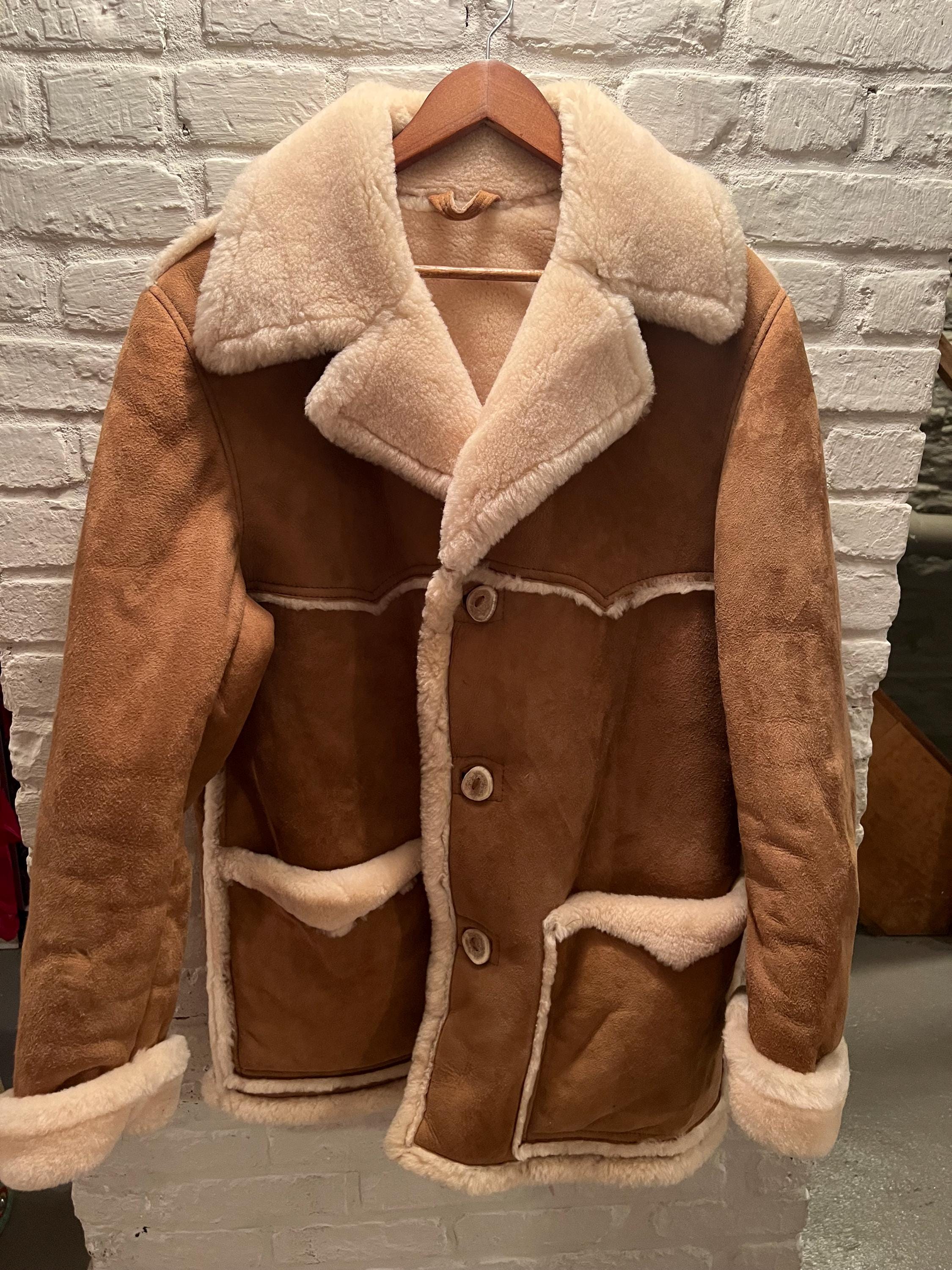 Cowboy Western Vintage Shearling Sheepskin Jacket Sheepherder XL - Etsy