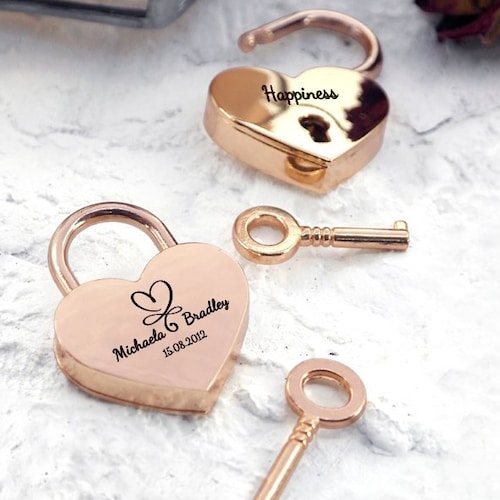 Wedding Lock Padlock With Key Heart Lock Love Lock Custom - Etsy
