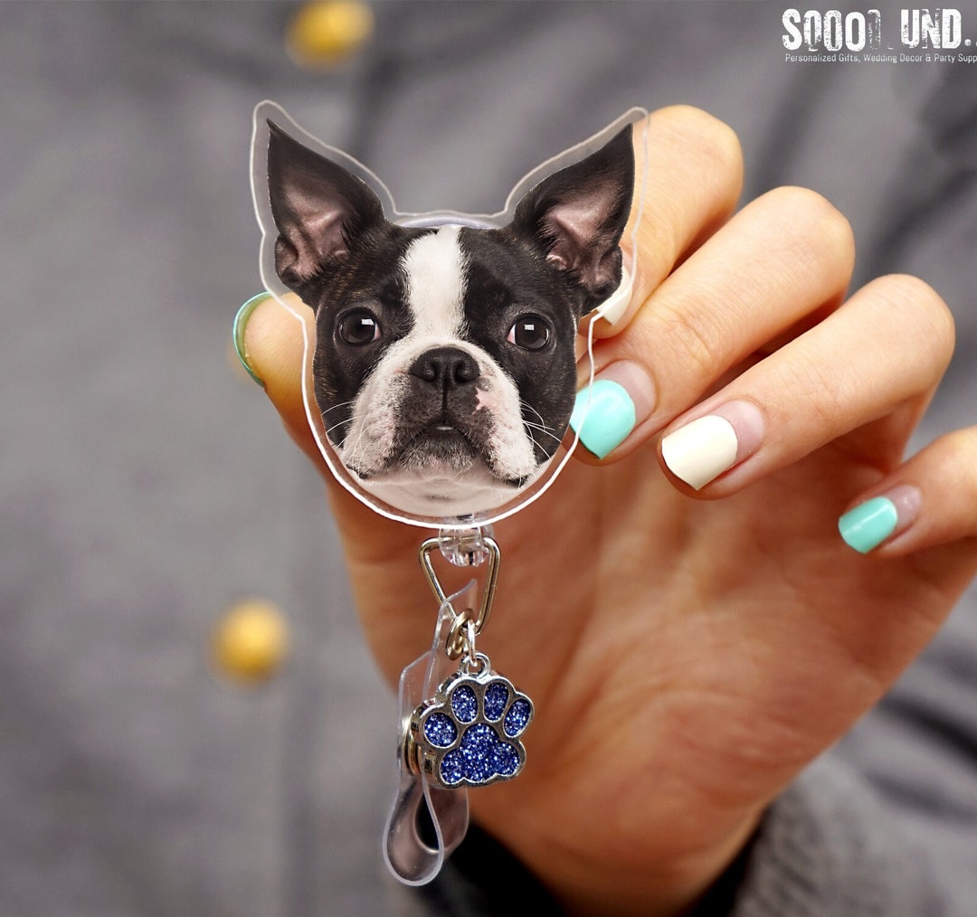 Pet Badge Reel, Custom Pet Portrait Photo Badge Reel, Dog Face Cat Face ...