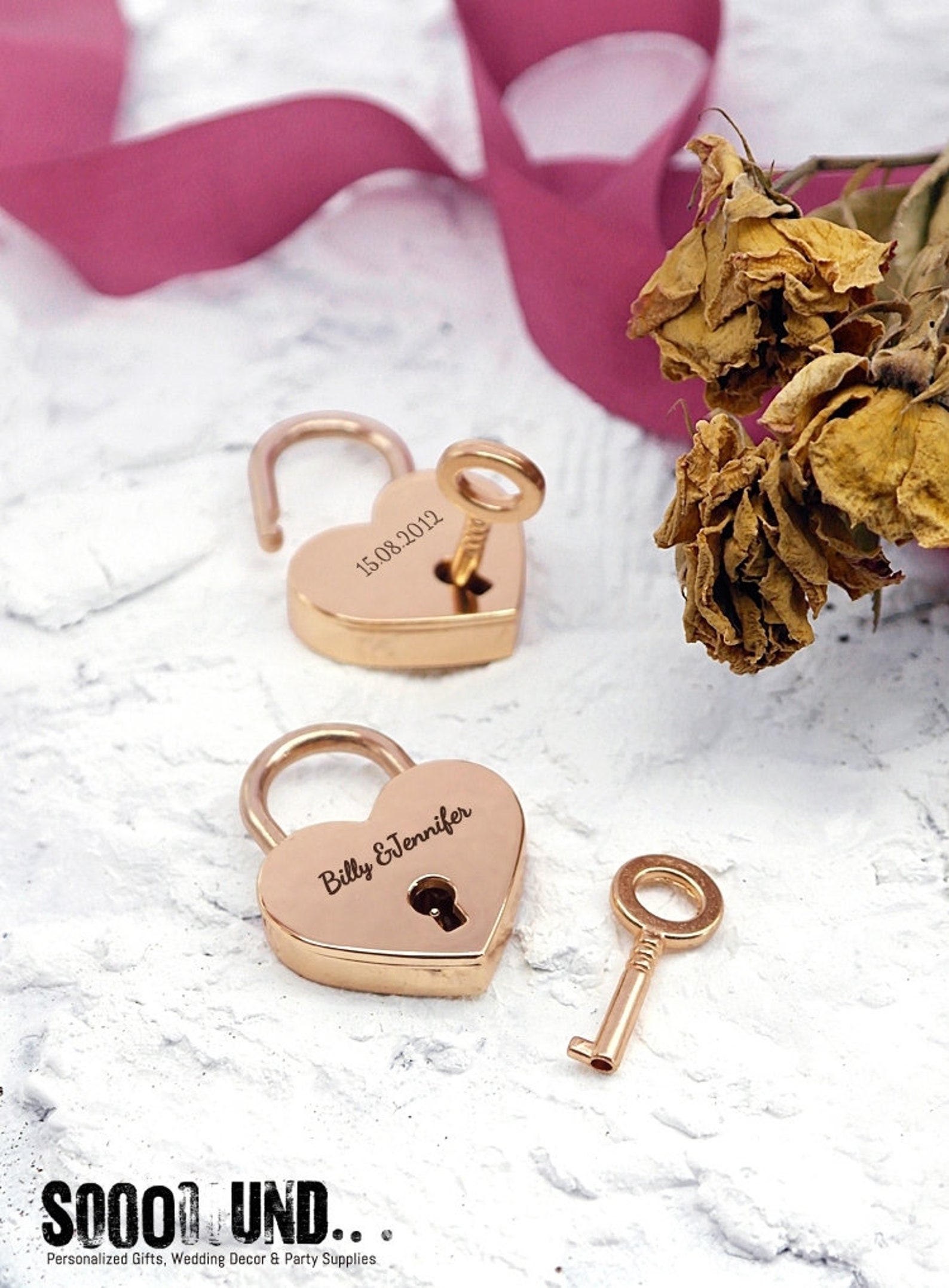 Wedding Lock Padlock With Key Heart Lock Love Lock Custom - Etsy