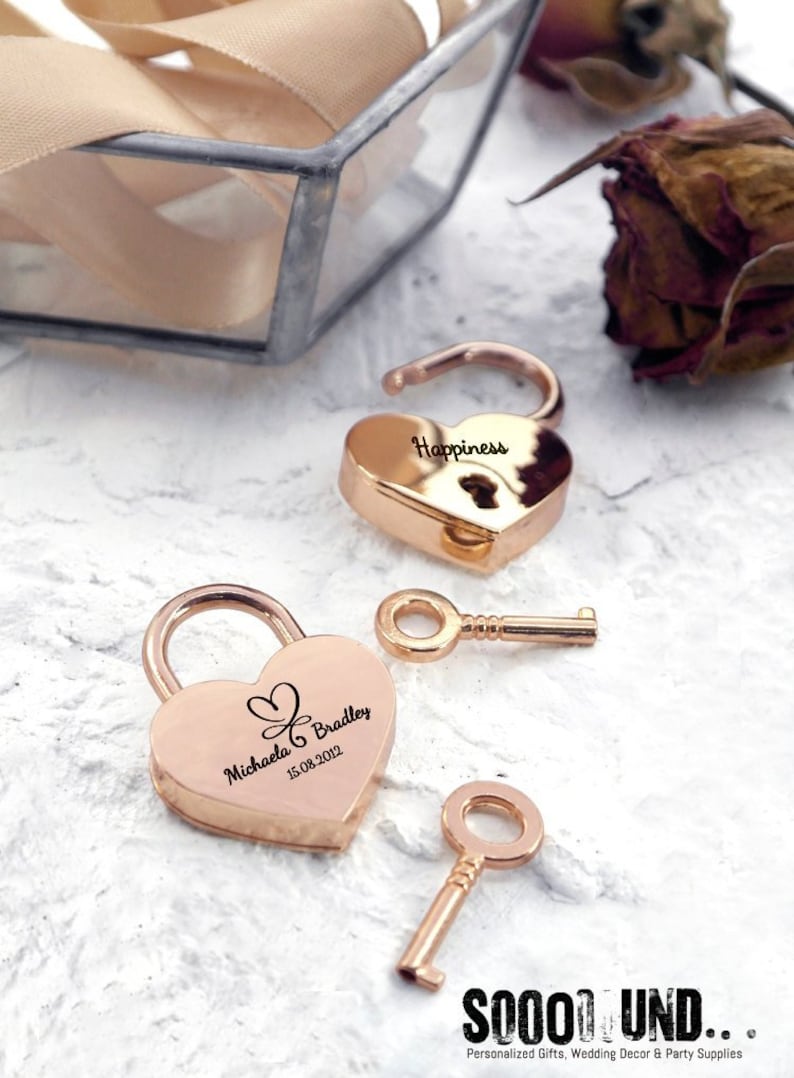 Wedding Lock Padlock With Key Heart Lock Love Lock Custom - Etsy