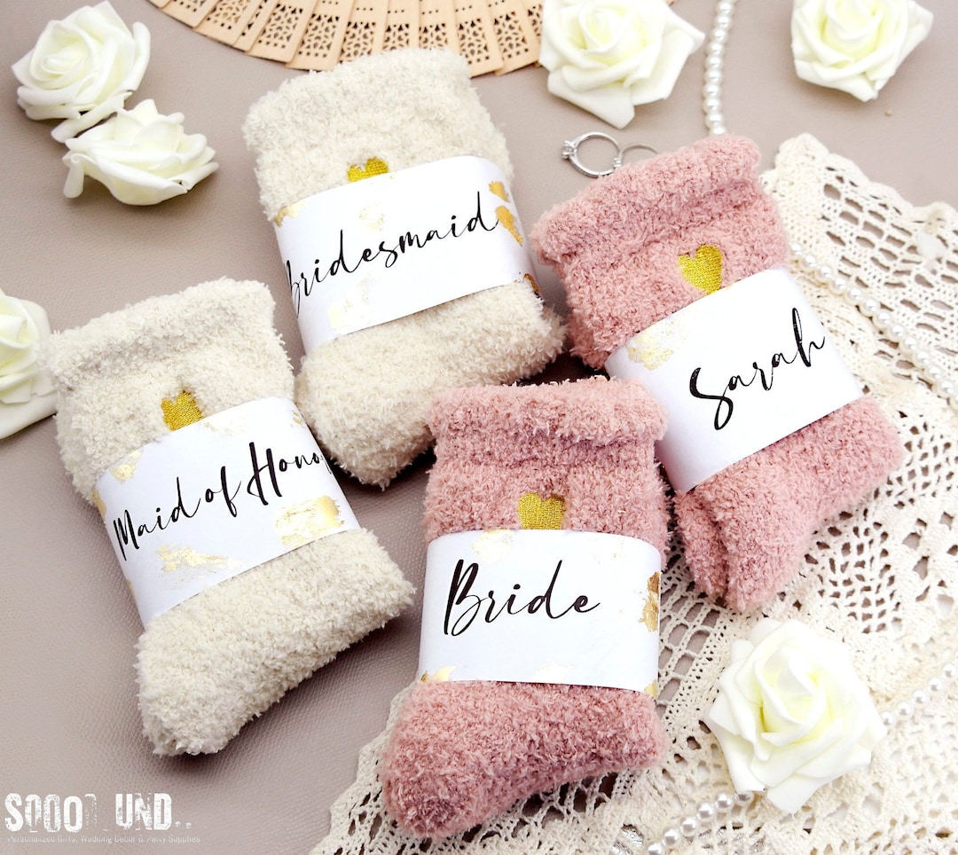 Bridesmaid Sock Gift, Wedding Bridal Party Fuzzy Sock Gift, Proposal Gift, Cozy Sock, Bridesmaid ...