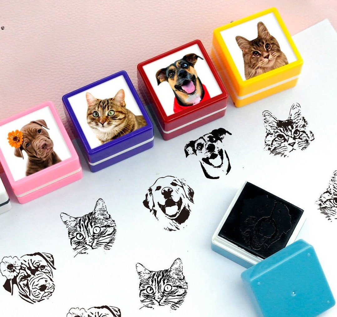 Custom Pet Portrait Stamp, Dog Cat Bird Horse Rabbit Portrait Photo ...