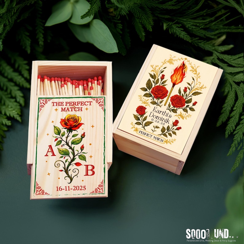 Personalised Couples Large Matchbox, Custom Wood Matchbox Engagement ...