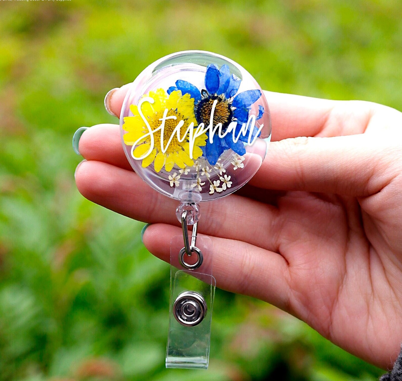Custom Name NP Badge Reel, NP Student Personalized Name Real Flower ...