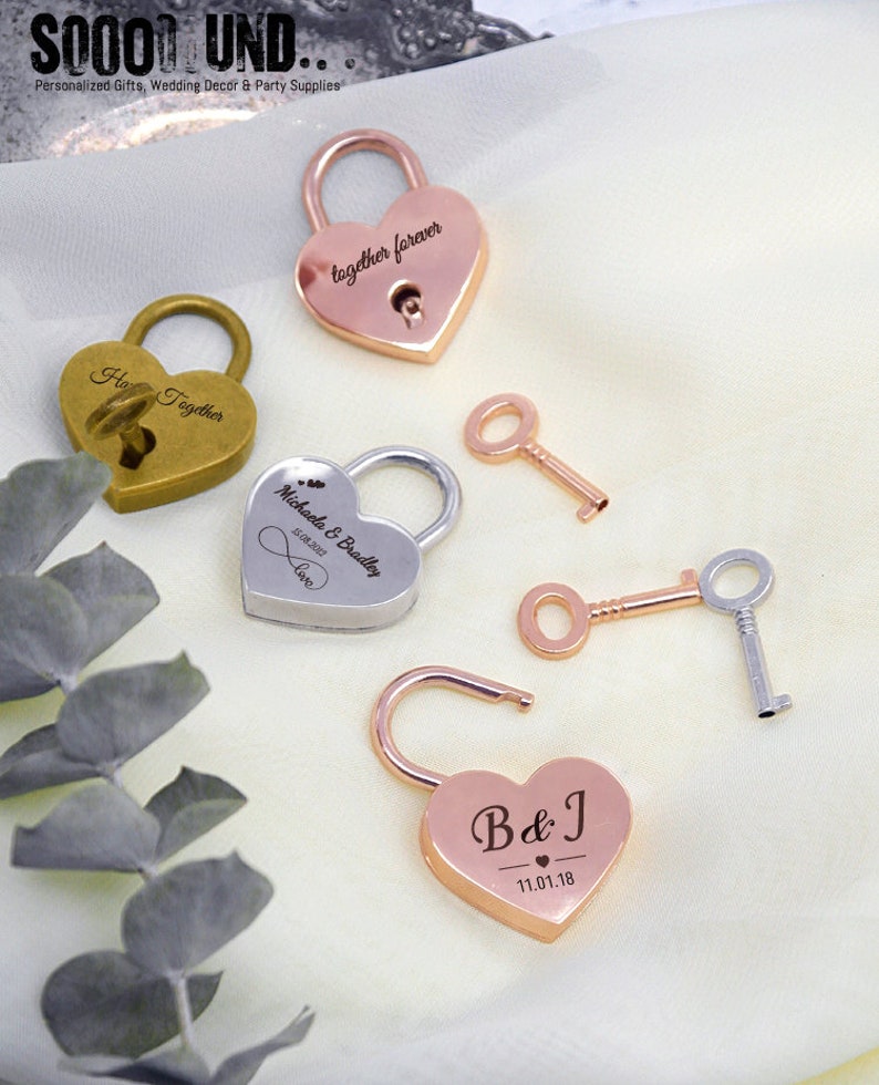 Wedding Lock Padlock With Key Heart Lock Love Lock Custom - Etsy