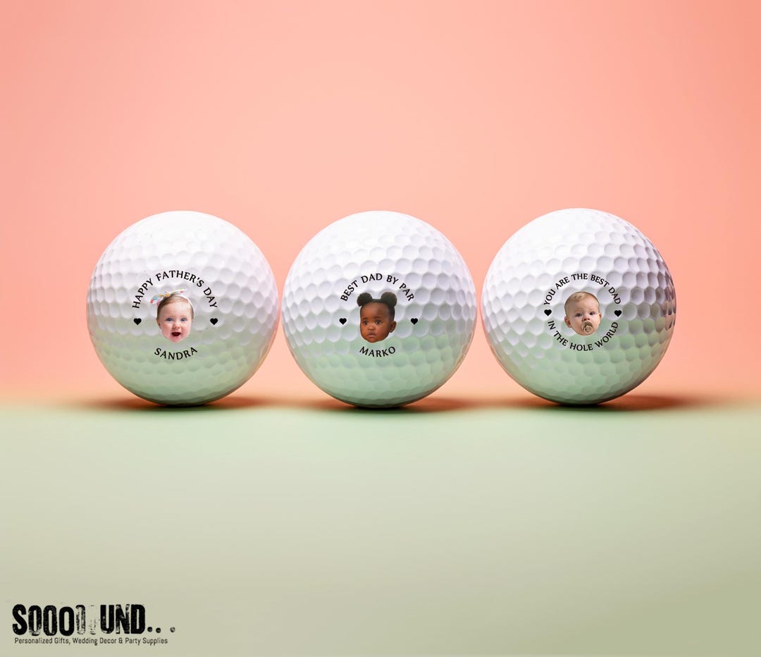 Custom Father's Day Baby Portrait Golf Balls Gift, Personalized Golf ...