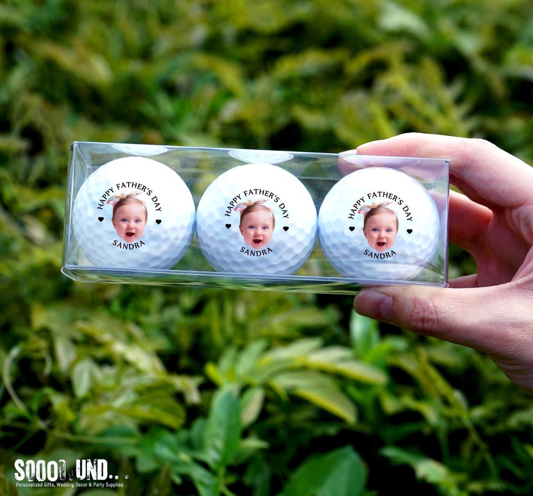 Custom Father's Day Baby Portrait Golf Balls Gift, Personalized Golf ...