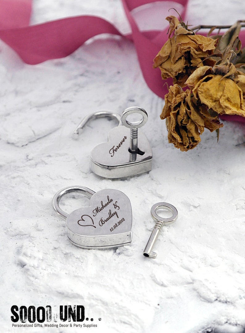 Wedding Lock Padlock With Key Heart Lock Love Lock Custom - Etsy