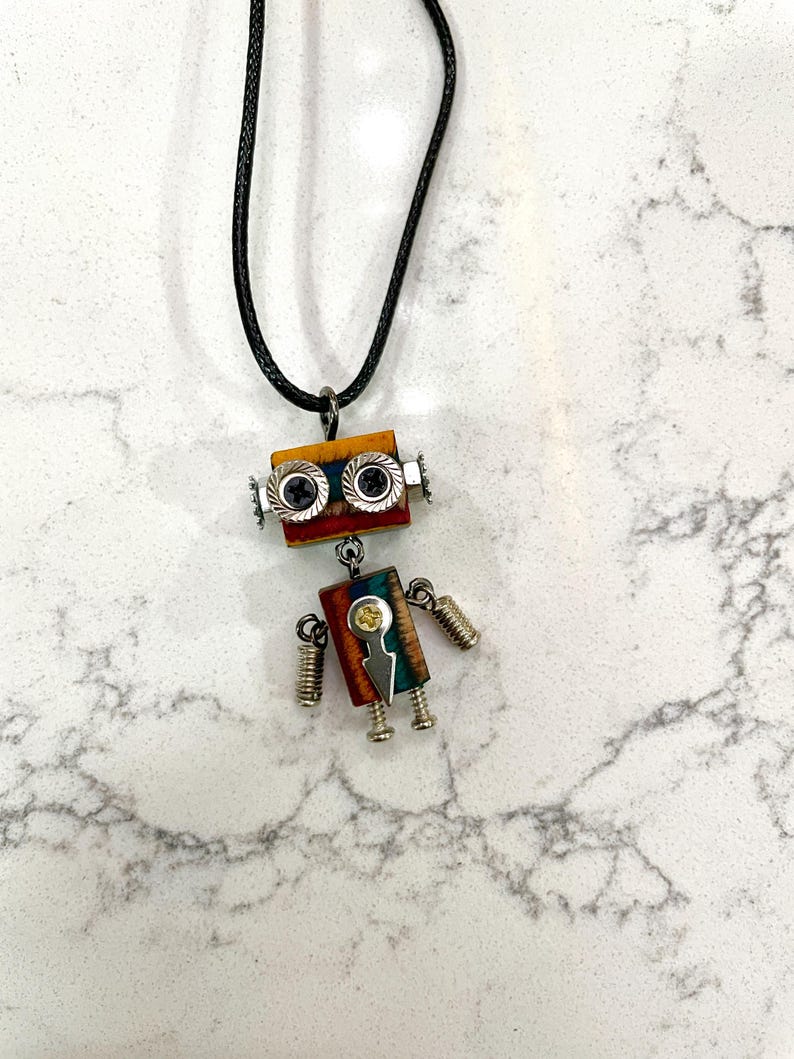 Kiki | Handcrafted Robopunk Robot Pendant With a Necklace or Key Chain ...