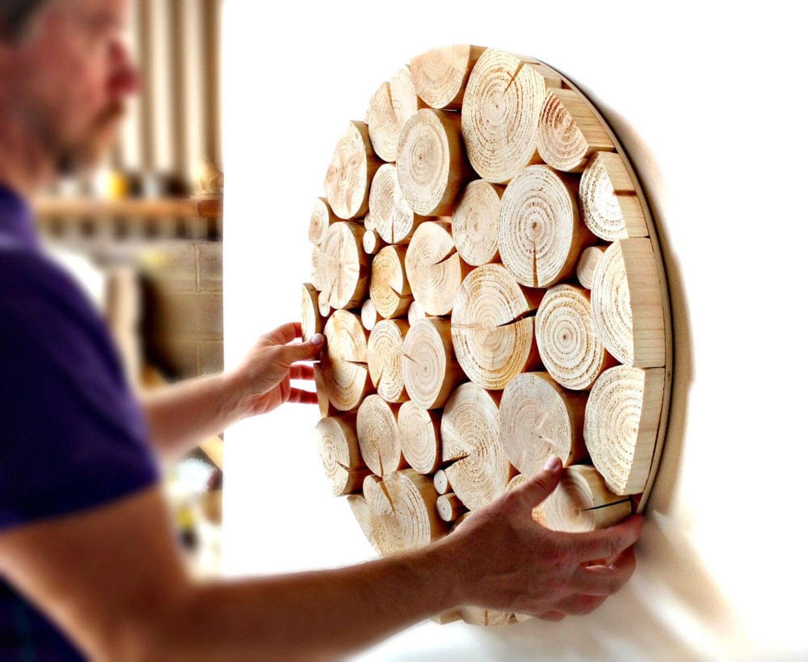 Natural Wood Log Slice MOSAIC Wall Art / Circular - Etsy UK