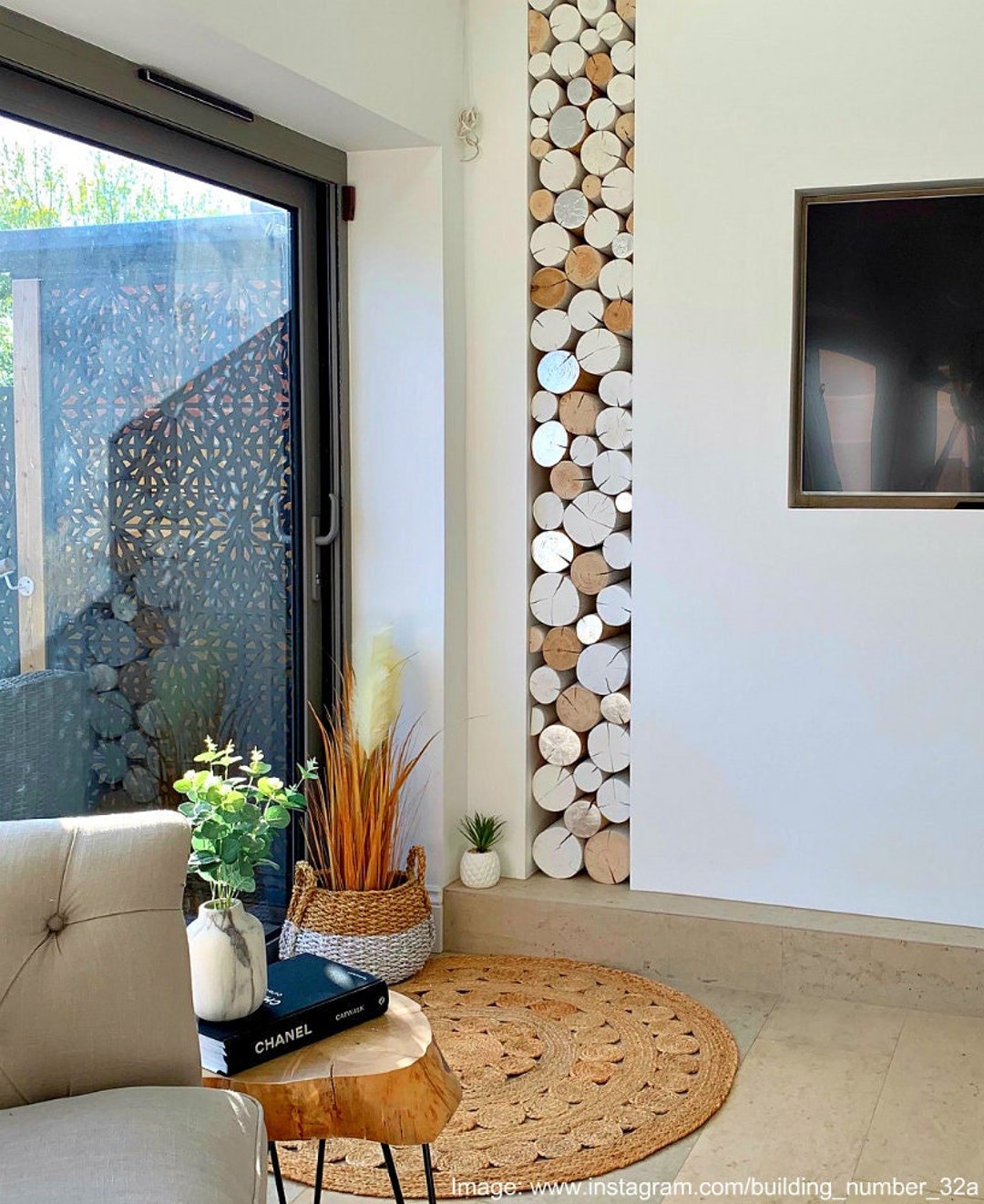 Silver Leaf Accent Decorative Logs, Metallic Luxury Logs, Round Neat ...