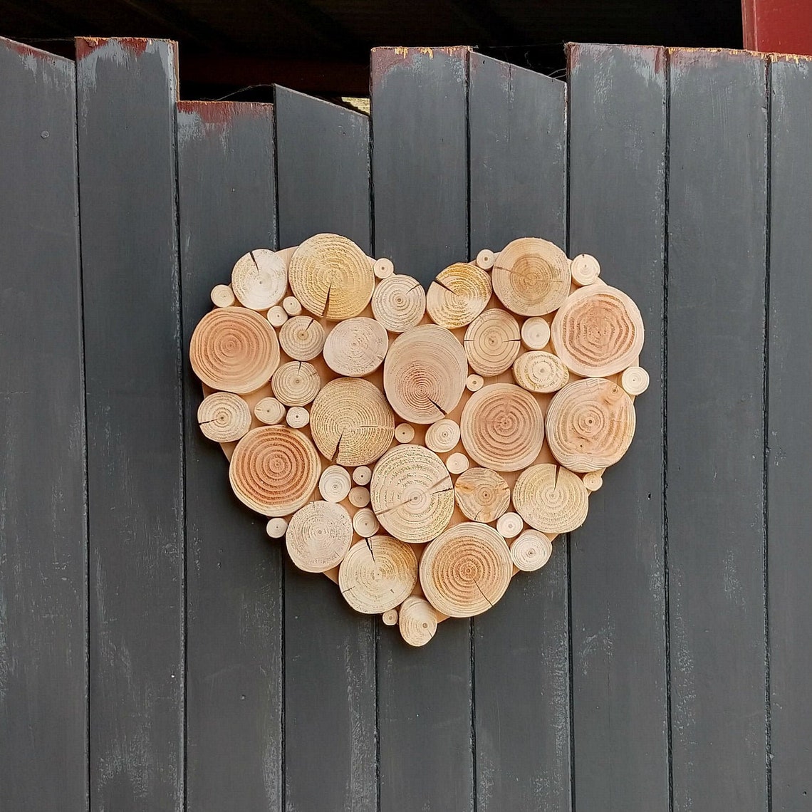 Heart Shaped Wood Art Log Slice Wall Art Wall Decoration - Etsy