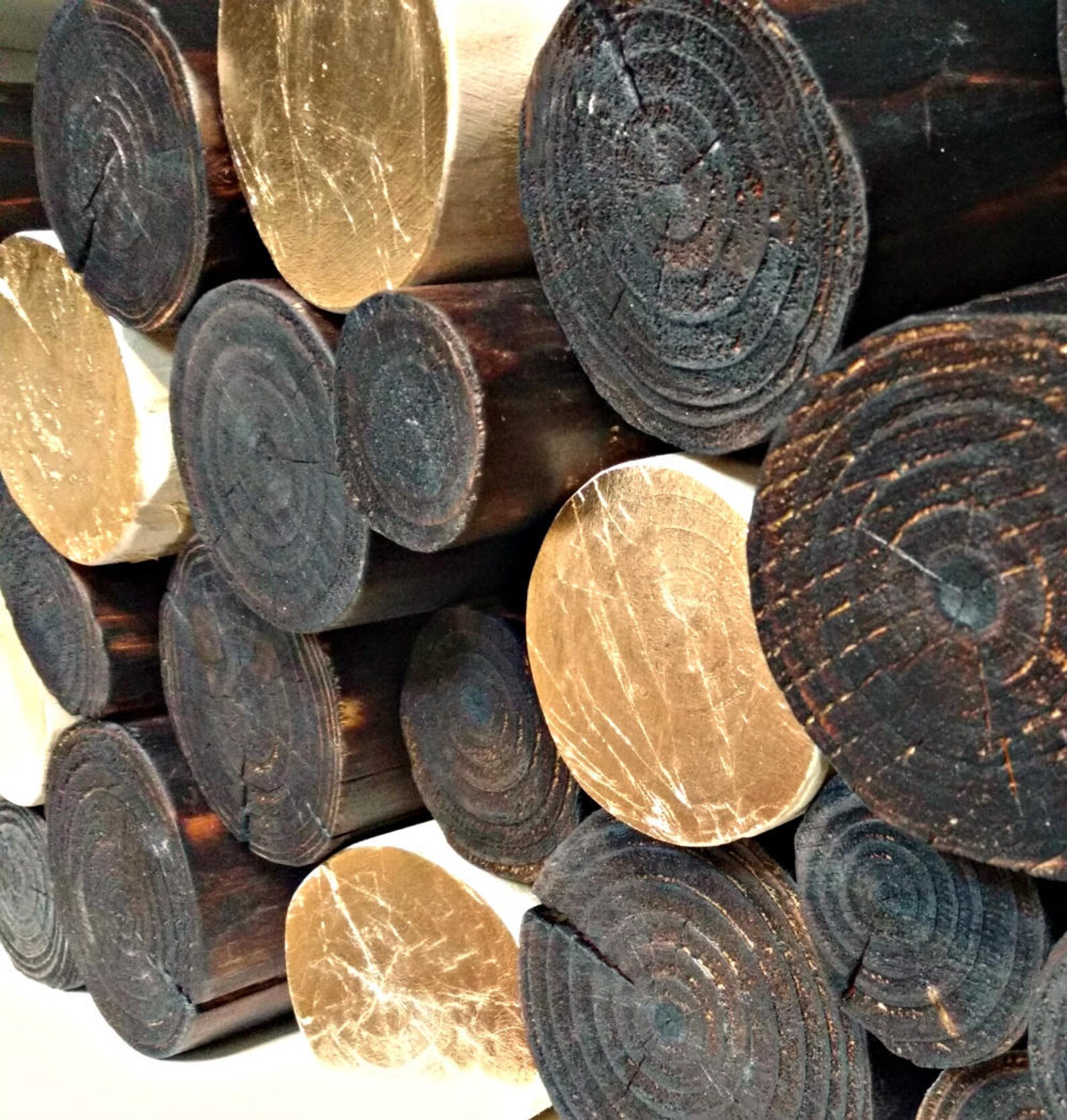 Blackened Decorative Logs: Charred Wood Media Wall Alcove Logs, Empty ...