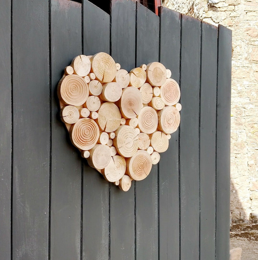 Heart Shaped Wood Art, Log Slice Wall Art, Wall Decoration, Wood Wall ...
