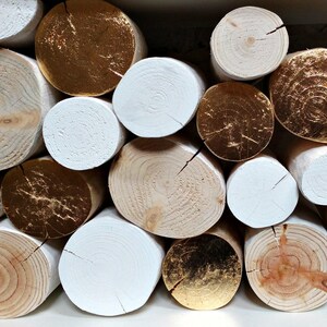 Silver Leaf Accent Decorative Logs, Metallic Luxury Logs, Round Neat ...