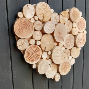 Heart Shaped Wood Art, Log Slice Wall Art, Wall Decoration, Wood Wall ...