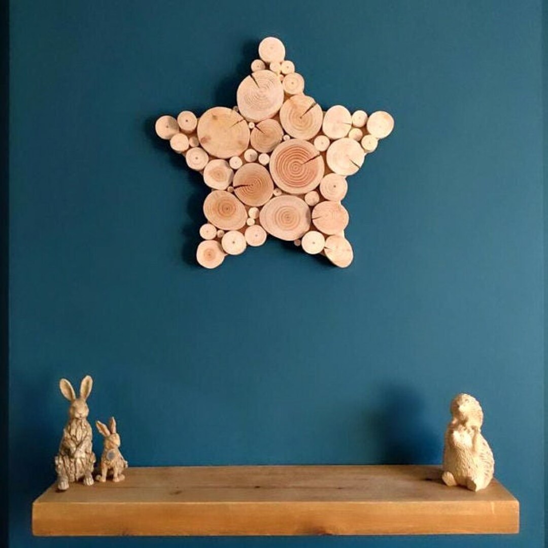 STAR Shaped Log Wall Art, Log Slice Art, Wall Decor, Wood Art ...