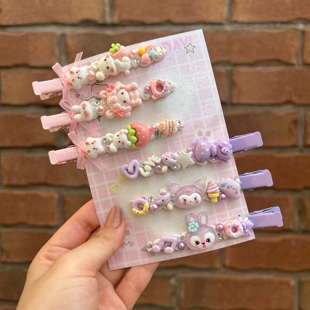 Cute Pink/purple Handmade Decoden Hair Clips - 1 Piece | Cute Hair ...