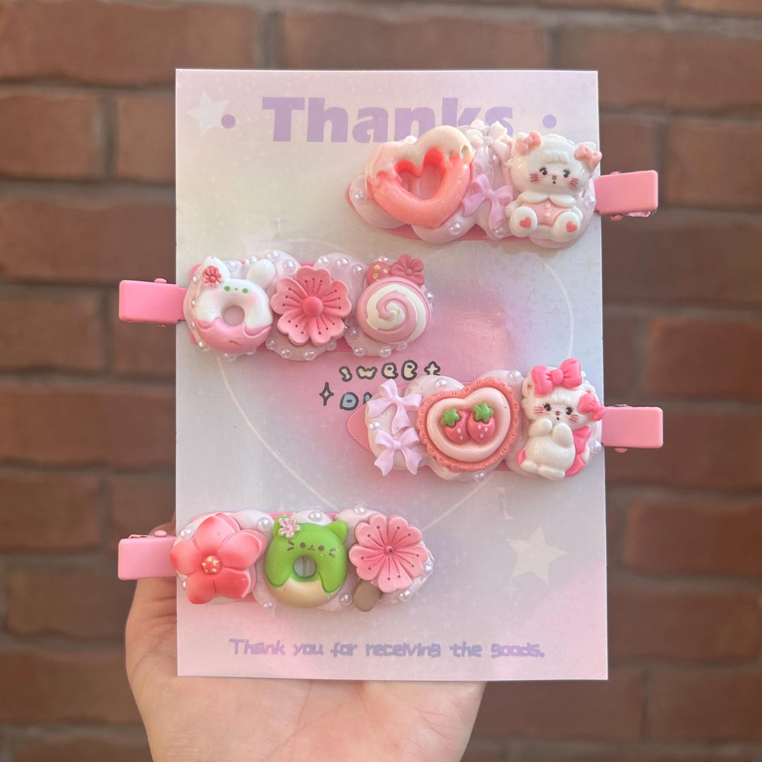 Kawaii Handmade Decoden Hair Clips - 1 Piece | Cute Hair Accessories ...