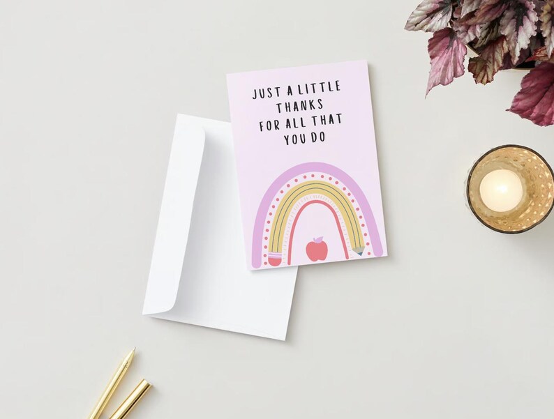 Teacher Appreciation Card Printable Thank You Card Blank Inside Print ...