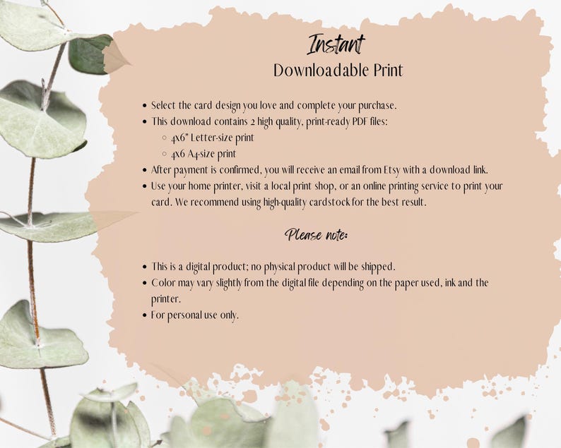 Printable Greeting Card, Digital Download, Any Occasion Digital ...
