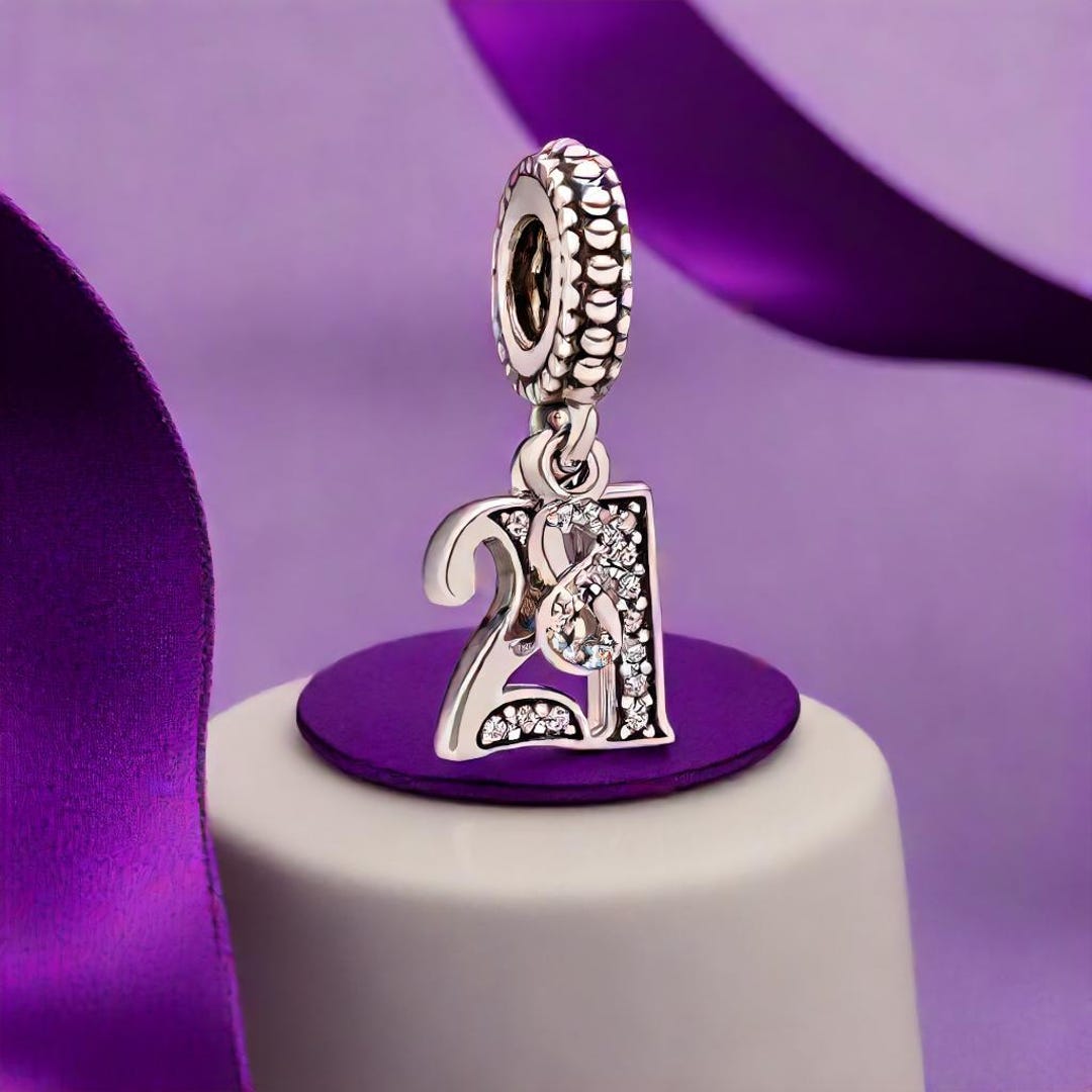 21st Birthday Dangle Charm 21st Anniversary Charm Rhinestone Dangle ...