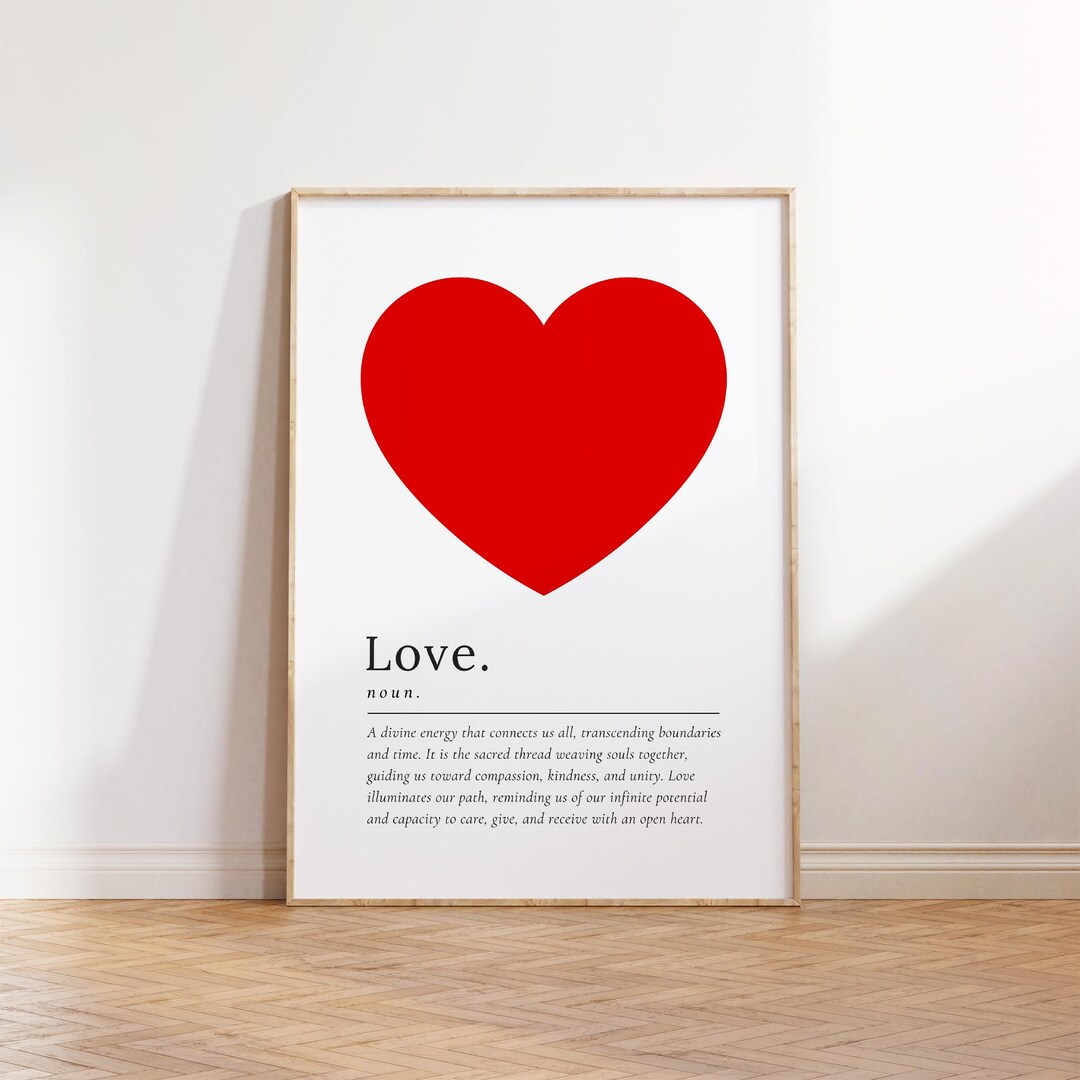 Love Dictionary Definition Wall Art Printable - Bold Colorful Red ...