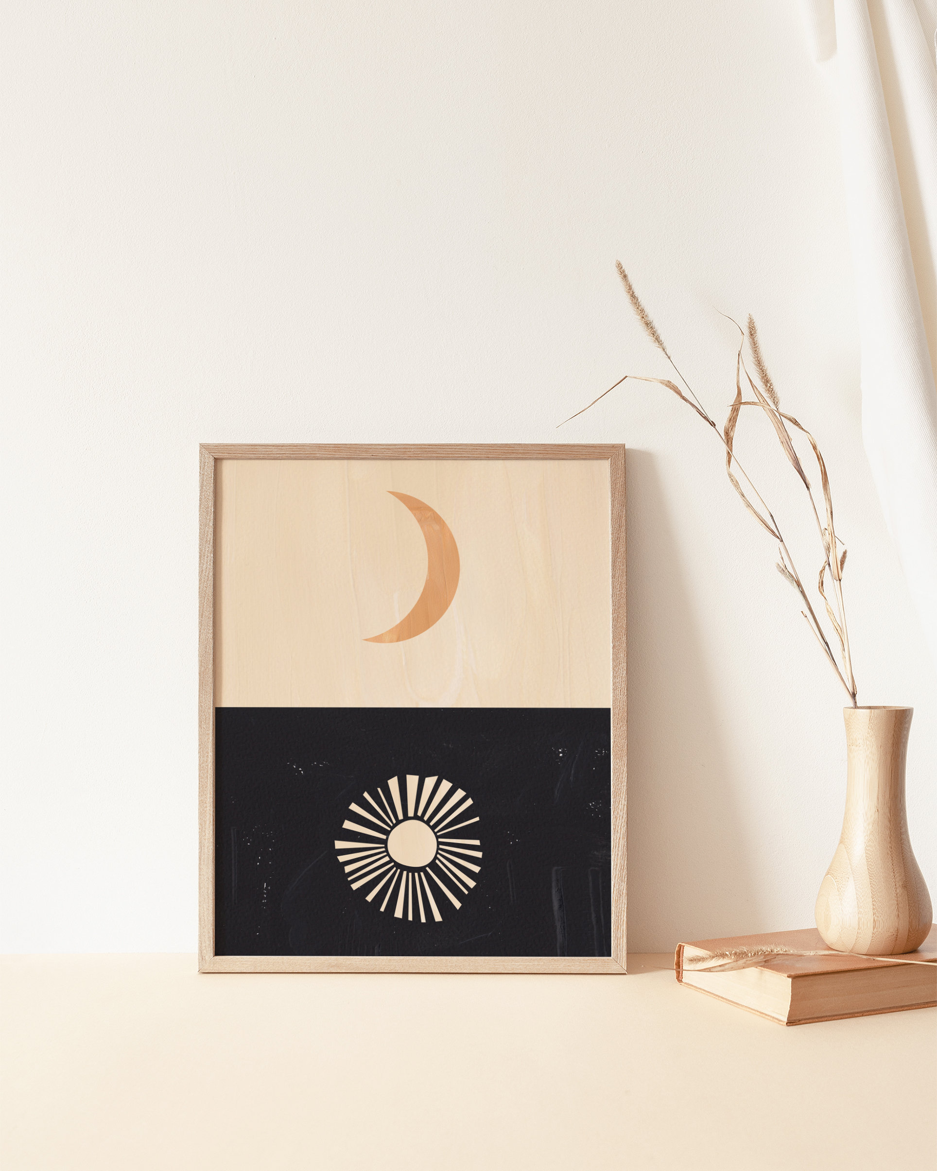 Sun and Moon INSTANT Download Wall Art Abstract Shapes Hand Drawn ...
