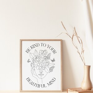 Be Kind to Your Beautiful Mind • PRINTABLE • Mindfulness • Wall Art ...