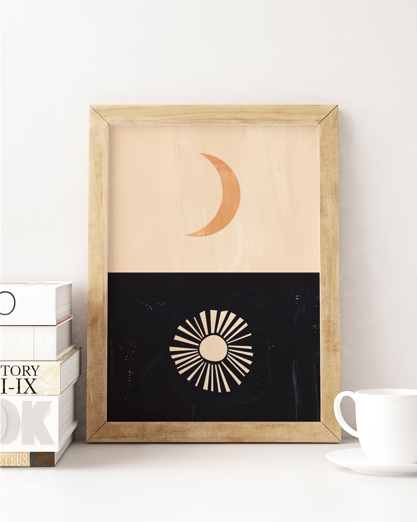 Sun and Moon INSTANT Download Wall Art Abstract Shapes Hand Drawn ...