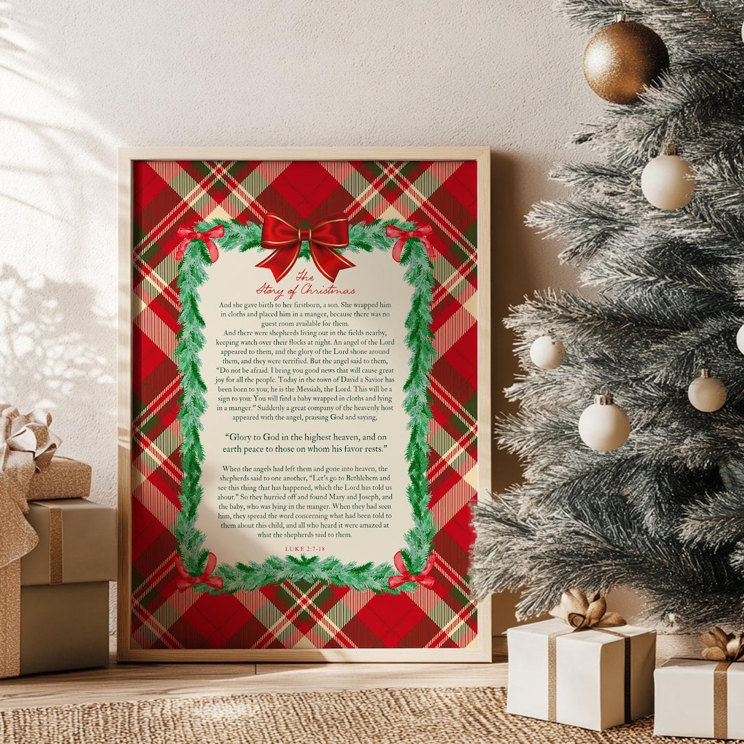 The Story of Christmas Printable Wall Art Nativity Scene Birth of Jesus ...