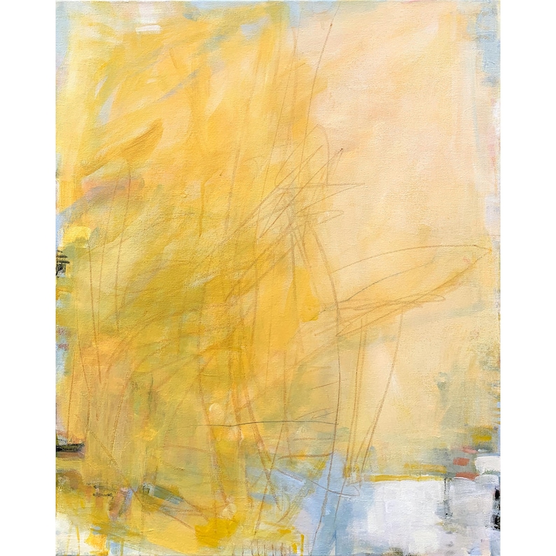 Vibrant Yellow Abstract Landscape Original Painting by Jacquie Gouveia ...
