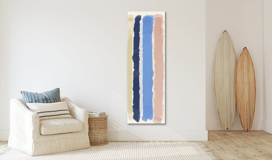 Tall Vertical Wall Art Canvas Print, Coastal Colorful Stripes, Print of ...