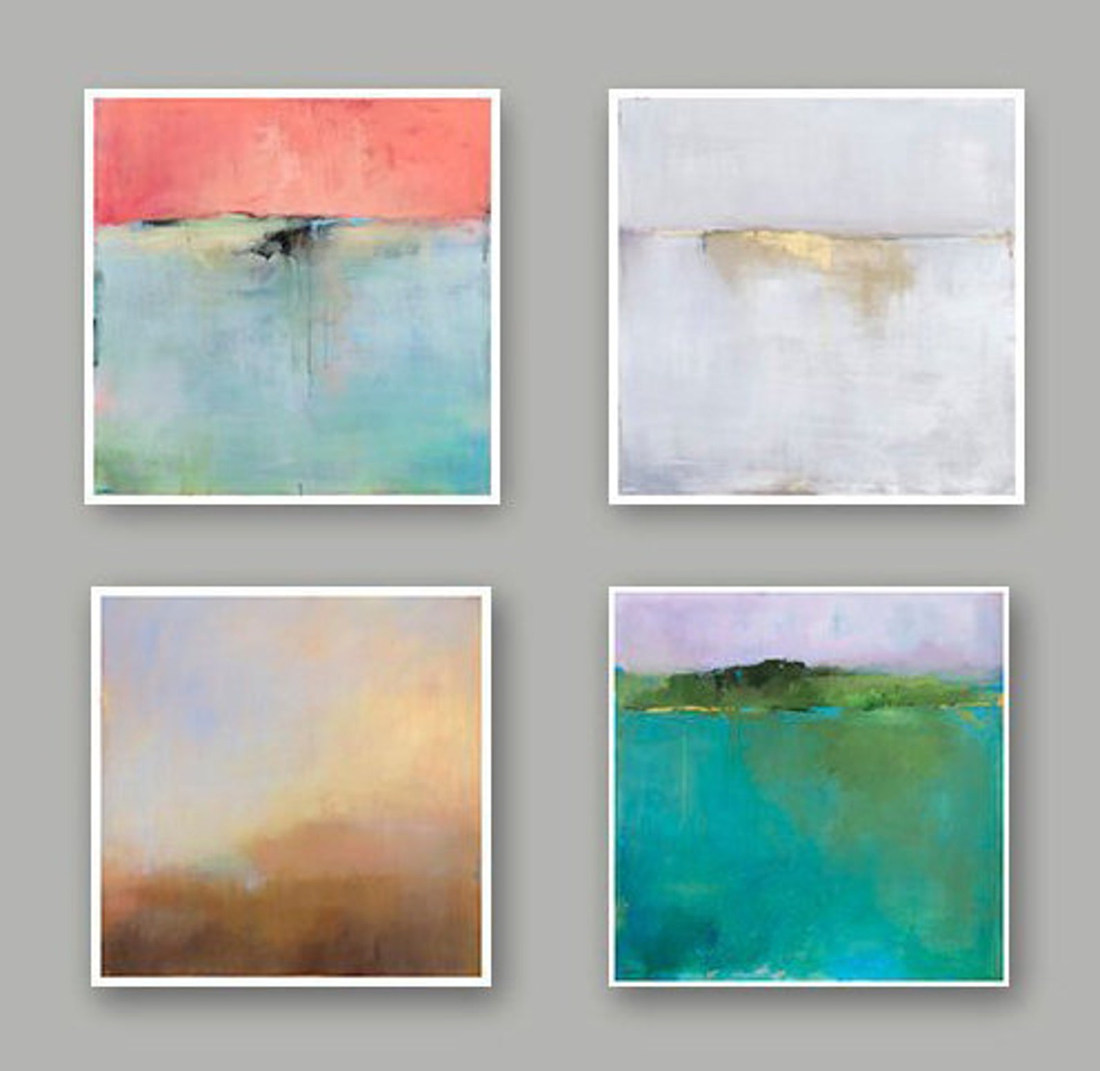 Set of 4 Coordinated Prints Colorful Vibrant Abstract - Etsy