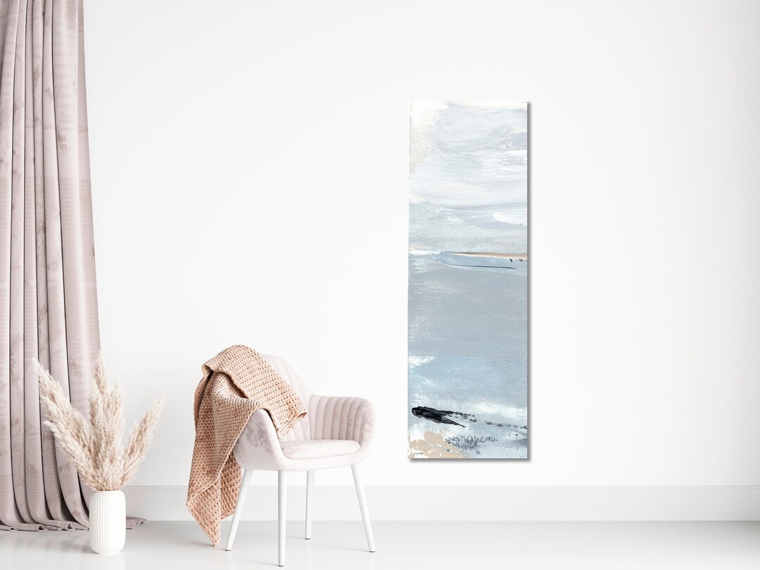Tall Vertical Wall Art Canvas Print, Soft Gray Blue Seascape, Print of ...