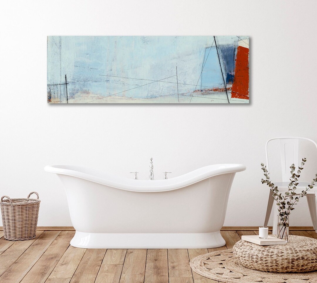 Long Horizontal Abstract Landscape Painting Canvas Print, Large ...