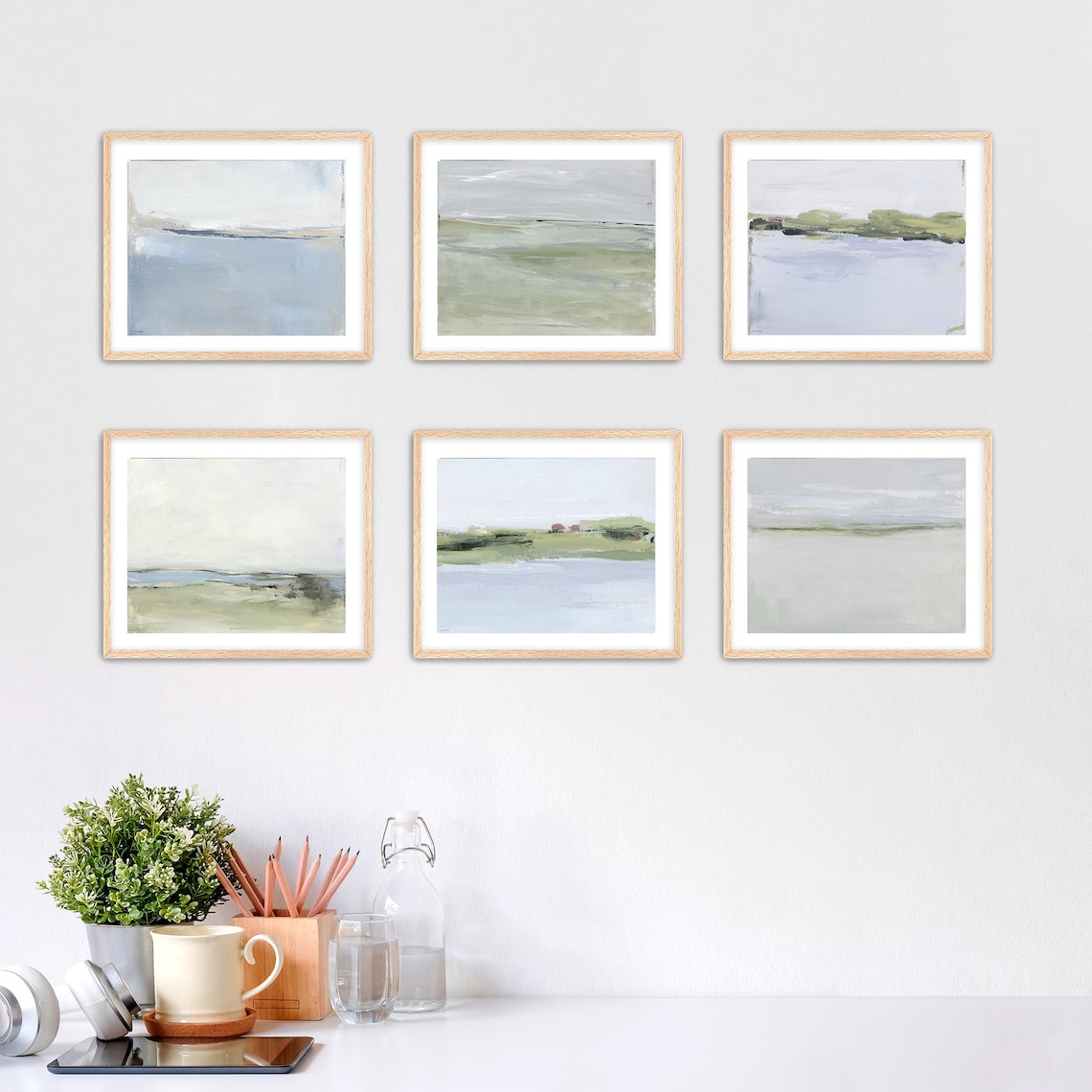 Set of 6 Abstract Coastal Wall Art Prints by Jacquie Gouveia, 6 Piece ...