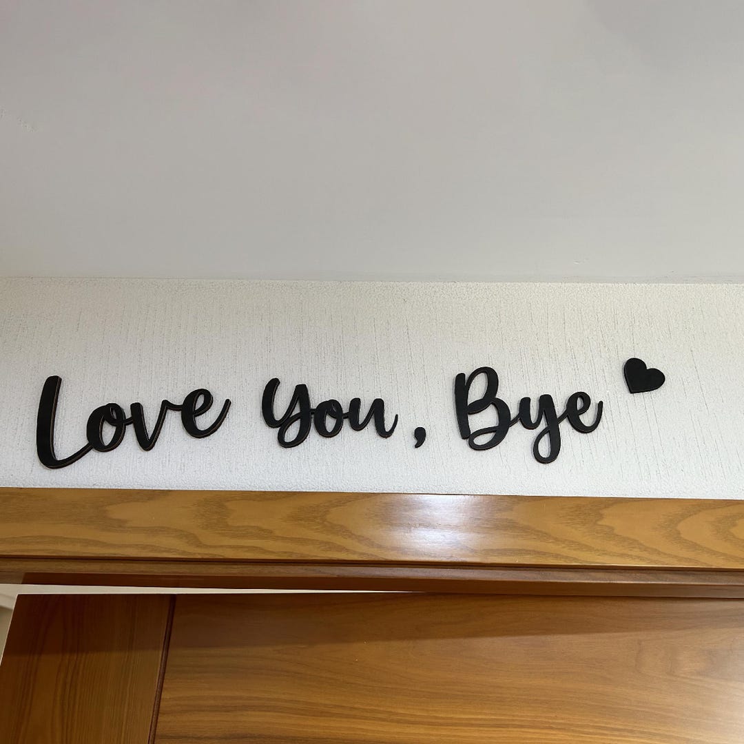 Love You, Bye With Heart & Comma,wooden Wall Art,modern Unique Wooden ...