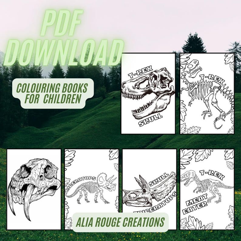Dinosaur Skeleton Colouring Book for Children! - Etsy