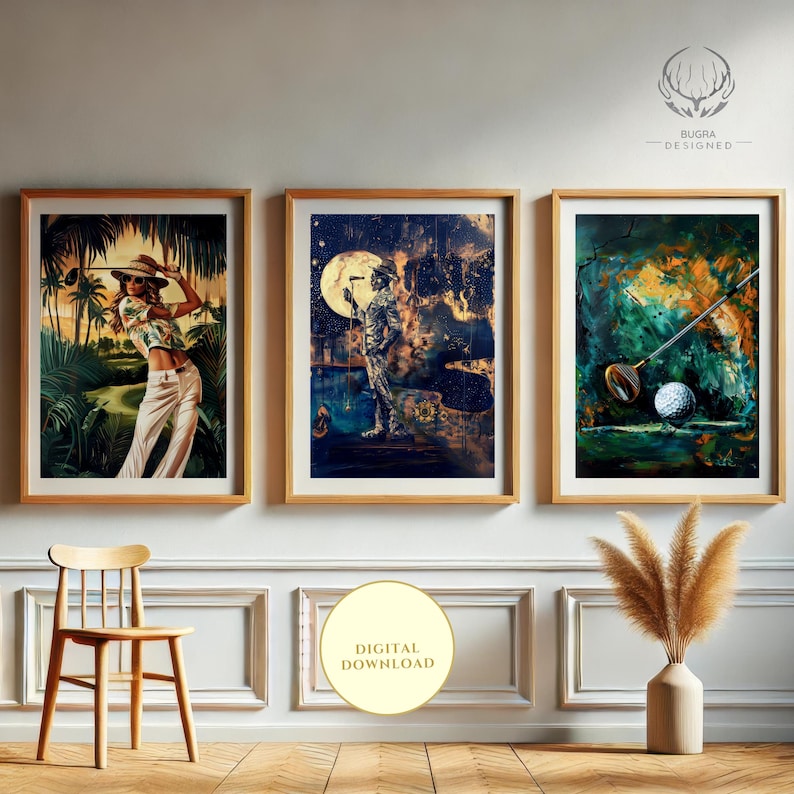 Golf Wall Art Set - Modern Printable Golf Posters - Abstract Sports ...