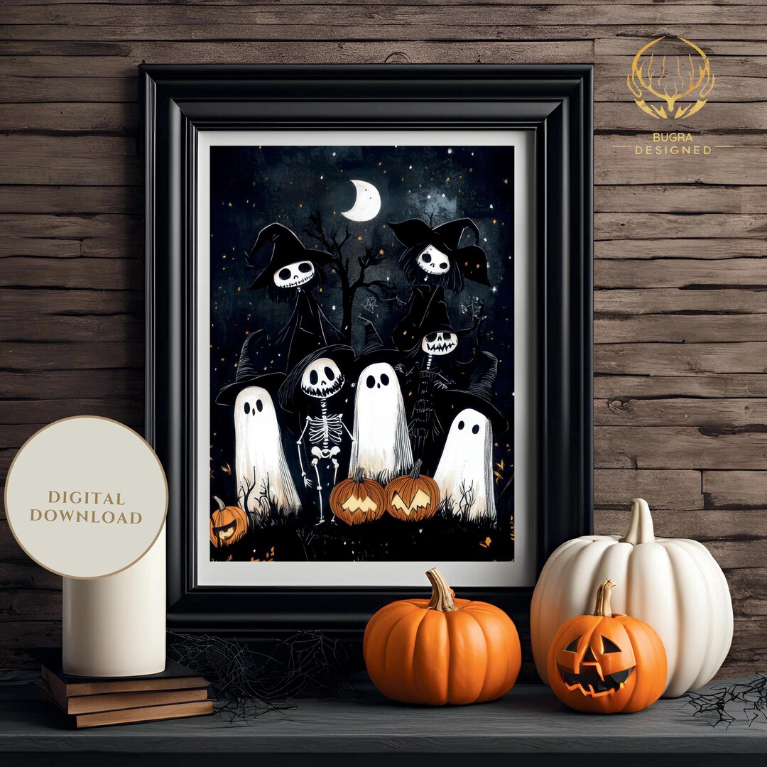 Set of 3 Halloween Wall Art Halloween Printable Wall Art Ghosts Prints ...