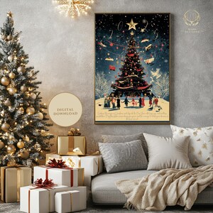 Merry Christmas Tree & New Year 2025 Printable Wall Art, Christmas Art ...