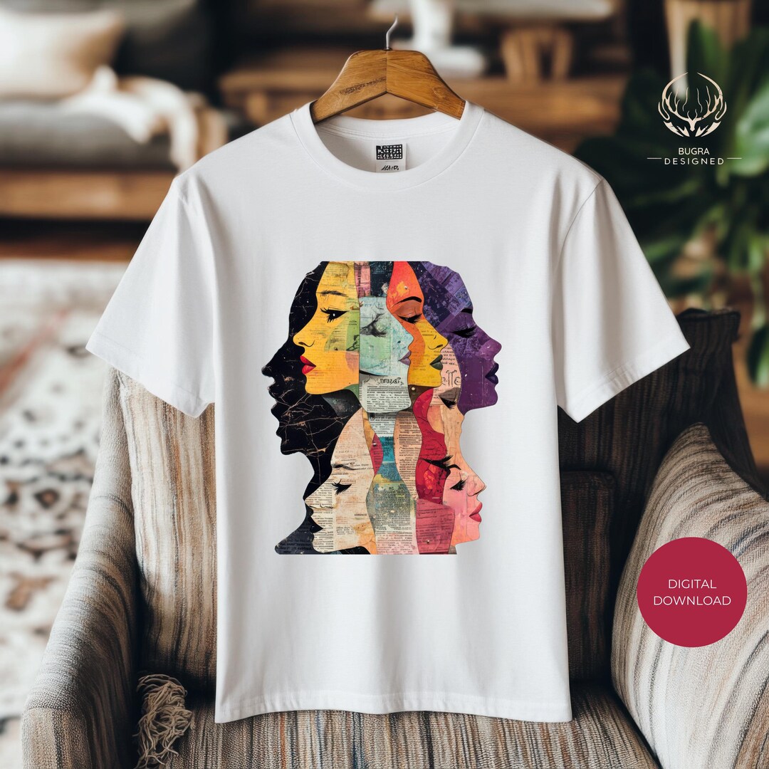 Abstract Women Faces Clipart: Afrocentric Collage Art (SVG, PNG Digital ...