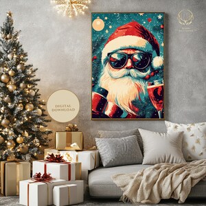 Cool Santa Christmas & New Year 2025 PRINTABLE Wall Art, Christmas Wall ...