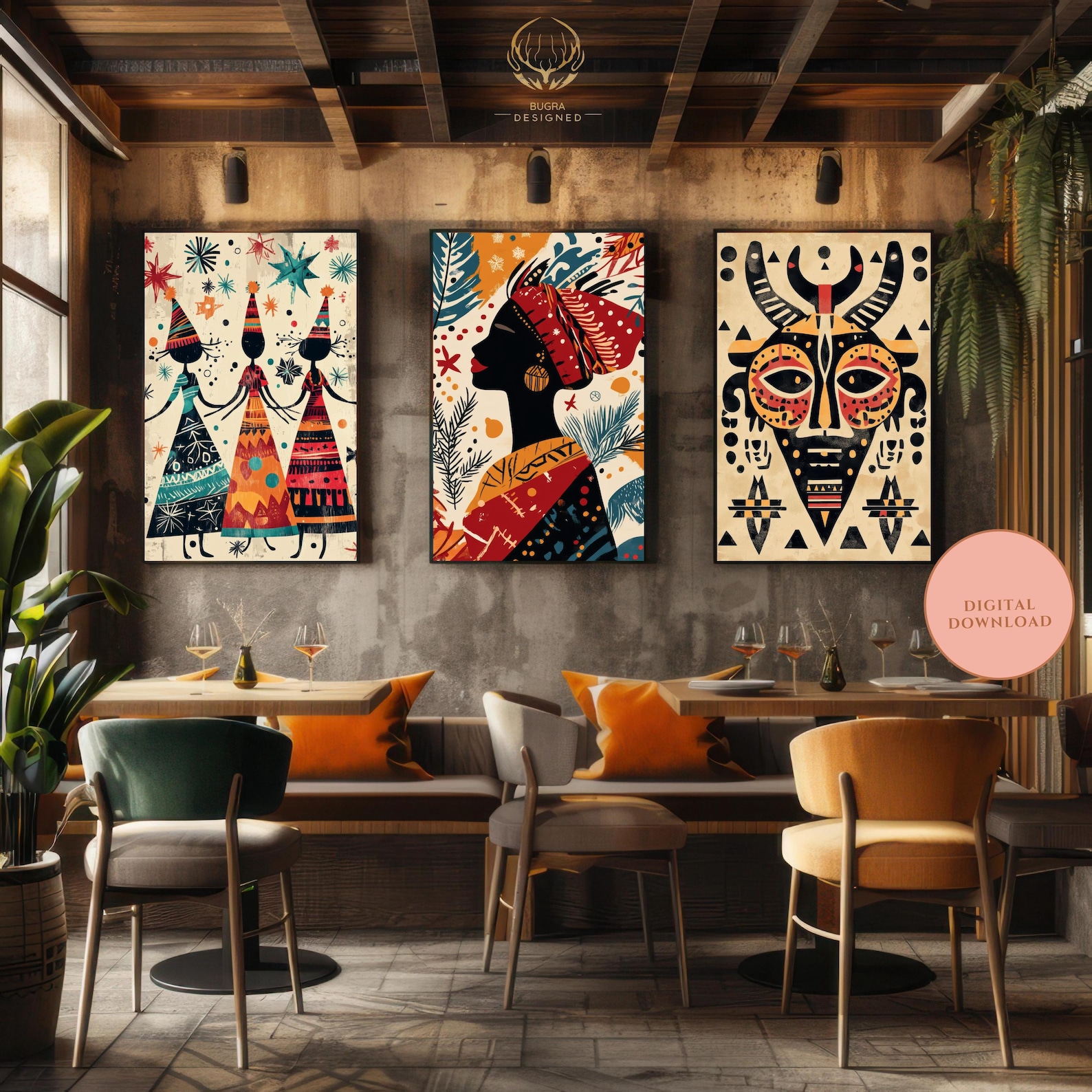 Set of 3 African Woman Prints - Abstract African American Wall Art ...