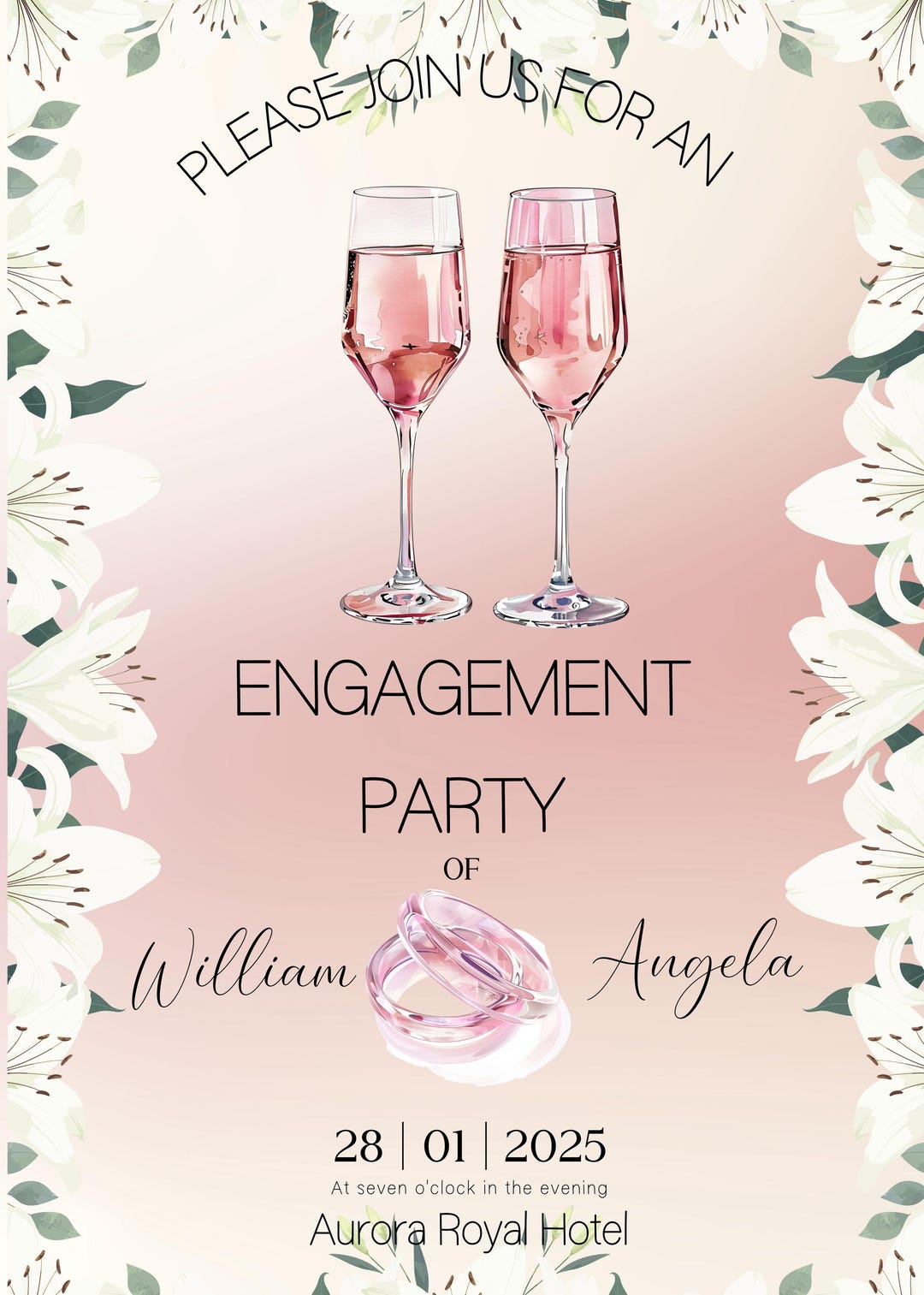 Editable Engagement Party Invitation - Canva Template - Digital ...