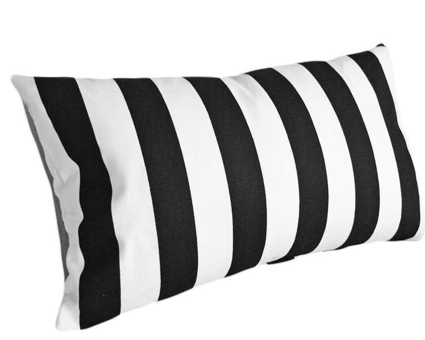 Black White Striped Pillow Covers 12x18 Lumbar Striped Throw Etsy