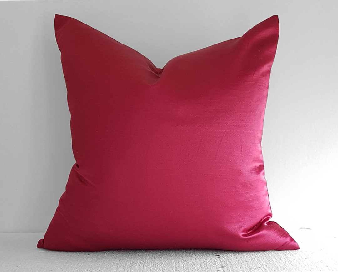 Solid Red Pillow Cover, Raspberry Red Pillow, Red Cushionred Satin Bed ...