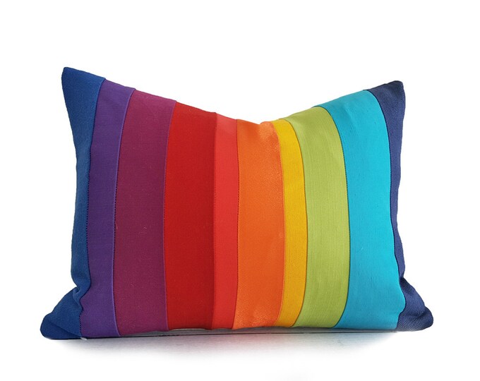 Rainbow Pillow Cover, Colorful Striped Pillows, Color Block Pillow ...